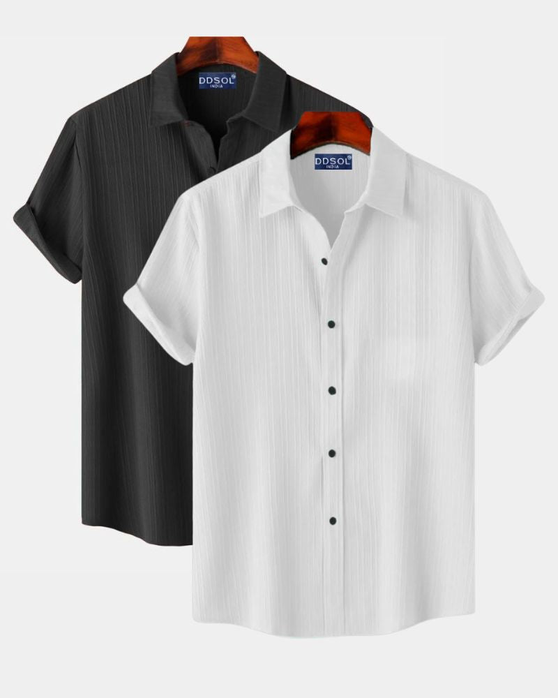 Monochrome Texture Shirt Combo (S–5XL) | Lightweight & Stylish
